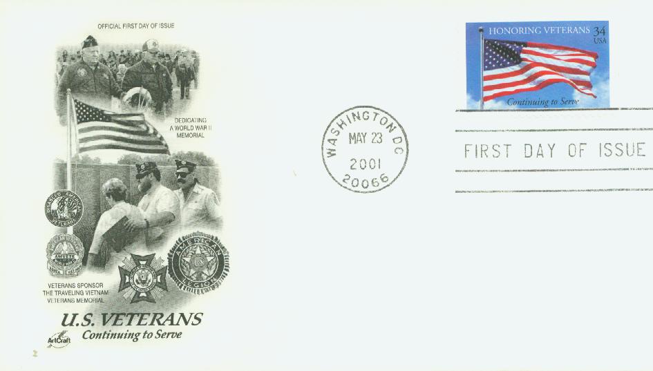 3508 - 2001 34c Honoring Veterans - Mystic Stamp Company