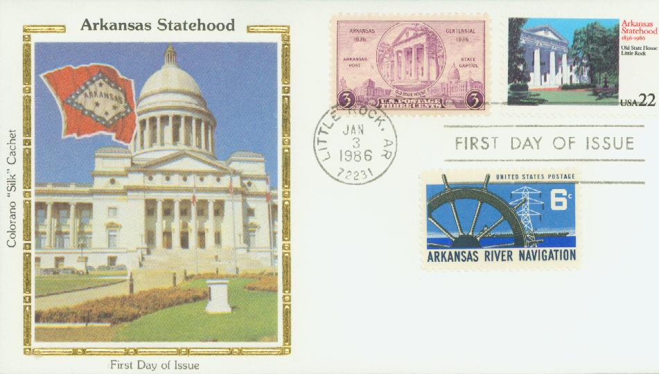 2167 - 1986 22c Arkansas Statehood - Mystic Stamp Company