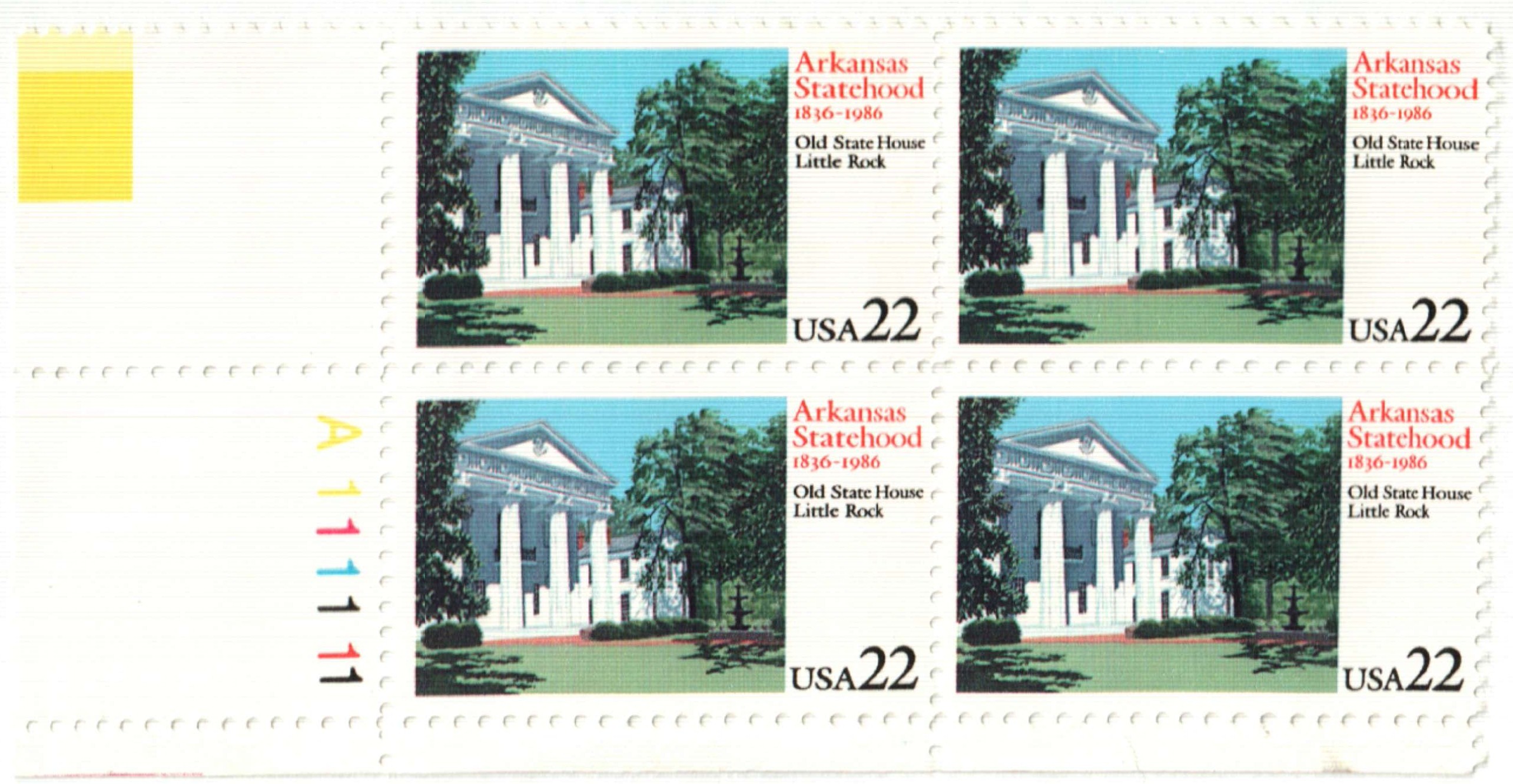 2167 - 1986 22c Arkansas Statehood - Mystic Stamp Company