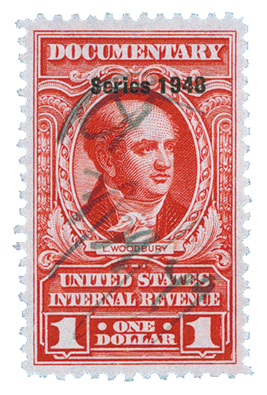 R498 - 1948 $1 US Internal Revenue Stamp - carmine - Mystic Stamp Company