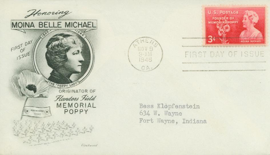 977 - 1948 3c Moina Michael - Mystic Stamp Company