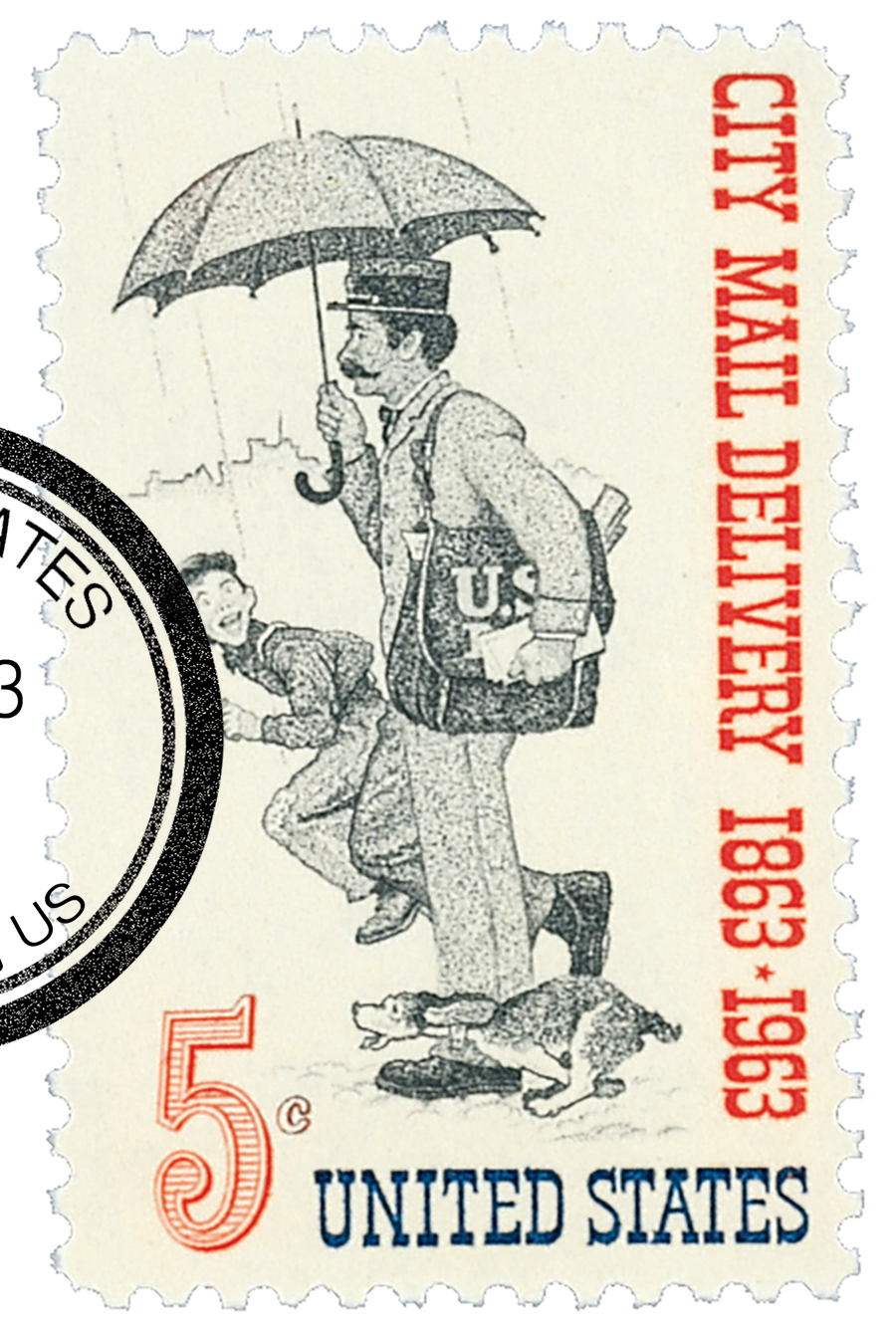 1238 - 1963 5c City Mail Delivery Centennial - Mystic Stamp Company