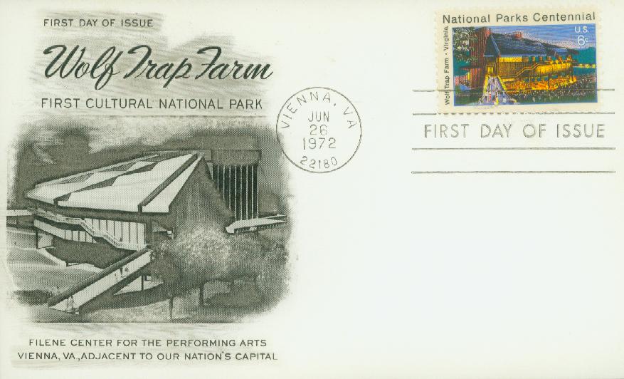 1452 - 1972 6c National Parks Centennial: Wolf Trap Farm - Mystic Stamp ...