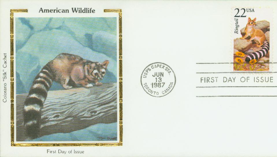 2302 - 1987 22c North American Wildlife: Ringtail - Mystic Stamp Company