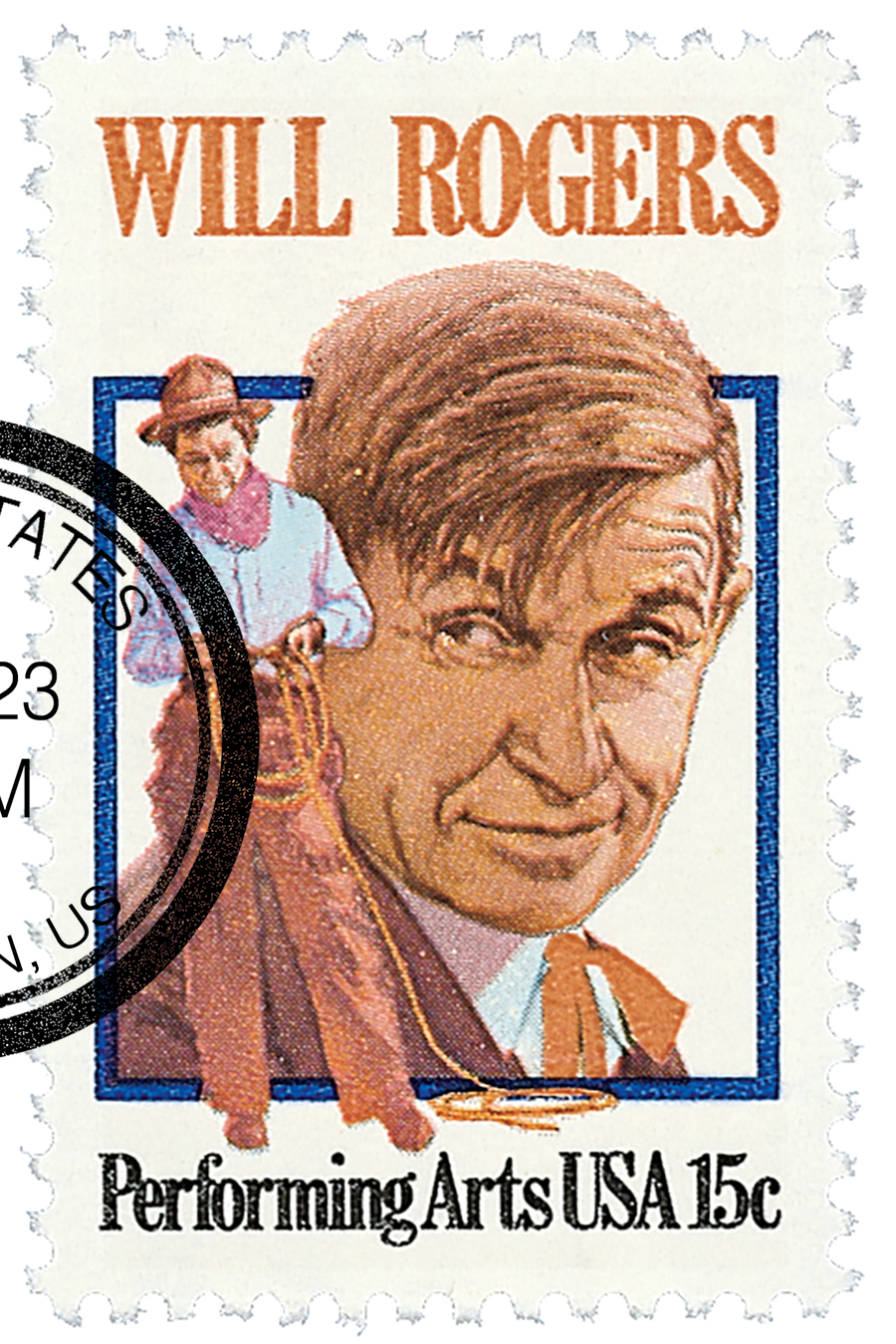 1801 - 1979 15c Performing Arts: Will Rogers - Mystic Stamp Company
