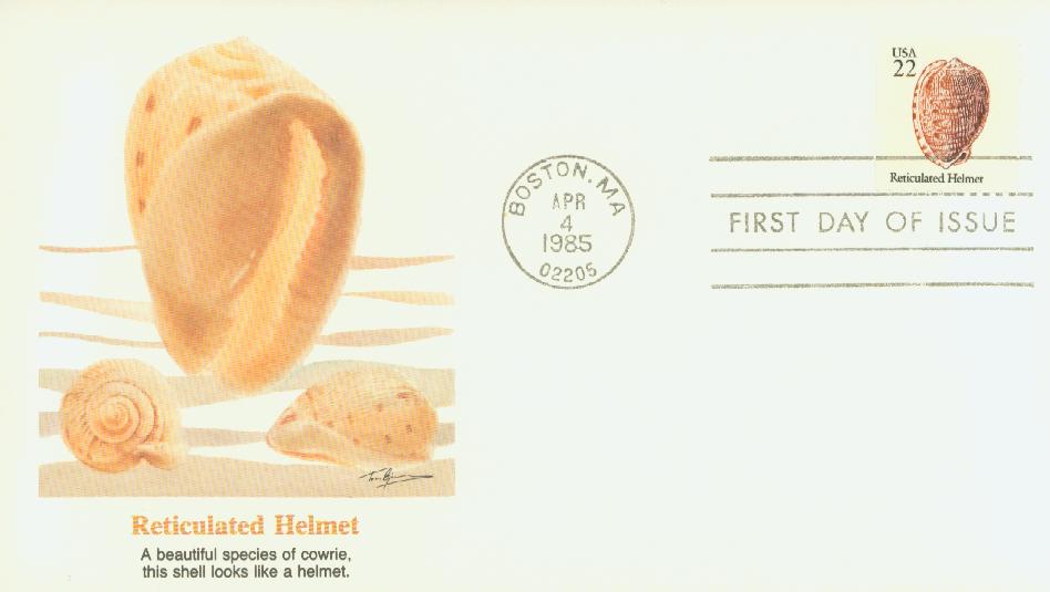 2118 - 1985 22c Seashells: Reticulated Helmet - Mystic Stamp Company