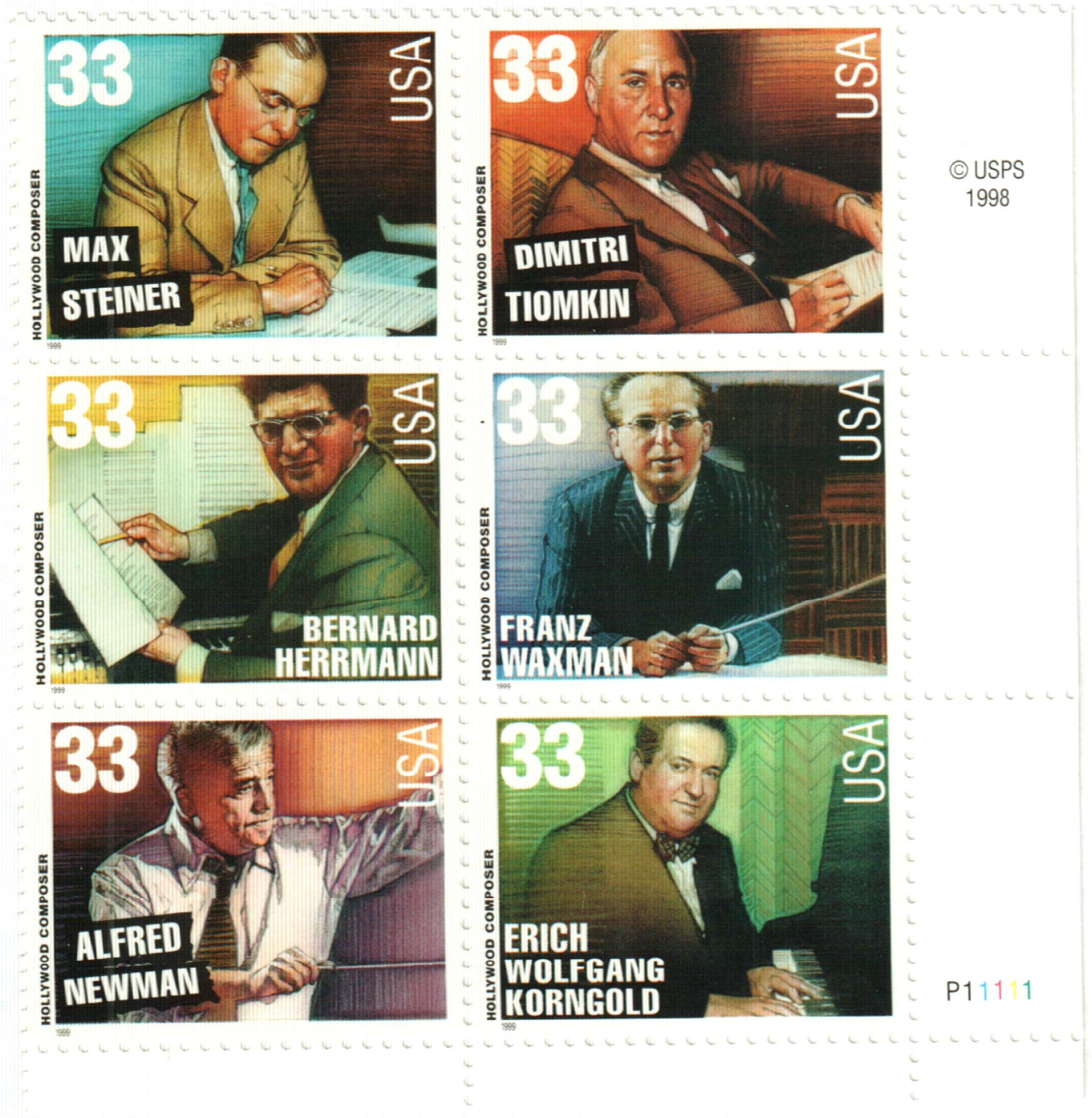 3339-44 - 1999 33c Hollywood Composers - Mystic Stamp Company