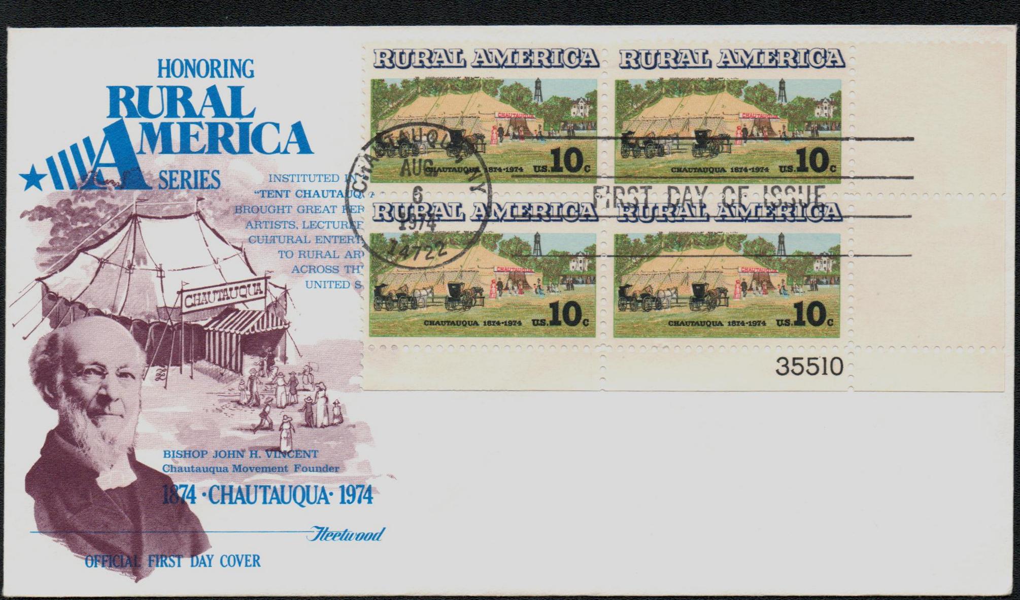 1505 - 1974 10c Rural America: Chautauqua Tent - Mystic Stamp Company