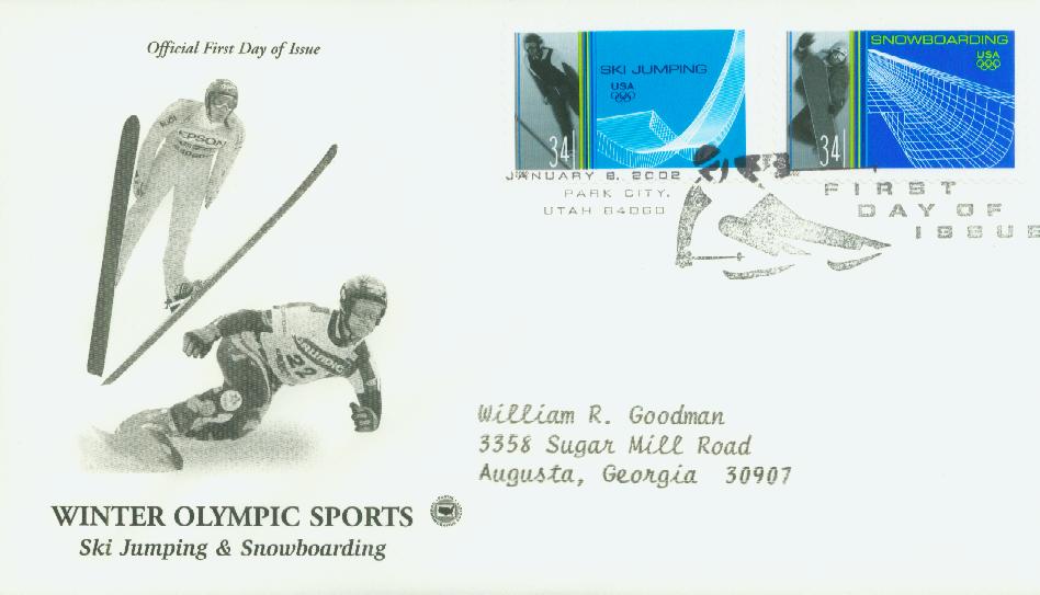 3553 - 2002 34c Winter Olympics: Snowboarding - Mystic Stamp Company