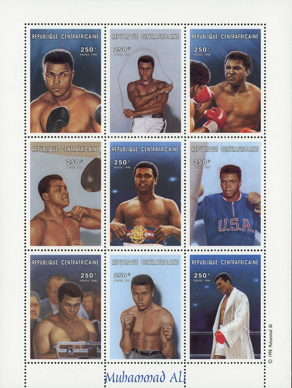 M11808 - 1998 Muhammad Ali 'The Champ' sheet of 9 - Mystic Stamp Company