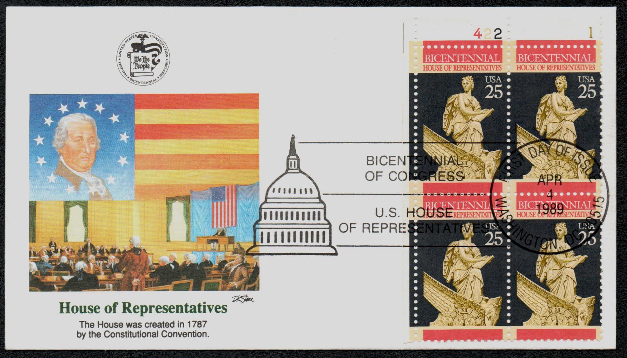 2412 - 1989 25c Constitution Bicentennial: House of Representatives ...