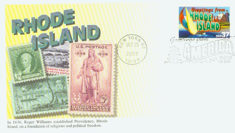 3734 - 2002 37c Greetings from America: Rhode Island - Mystic Stamp Company