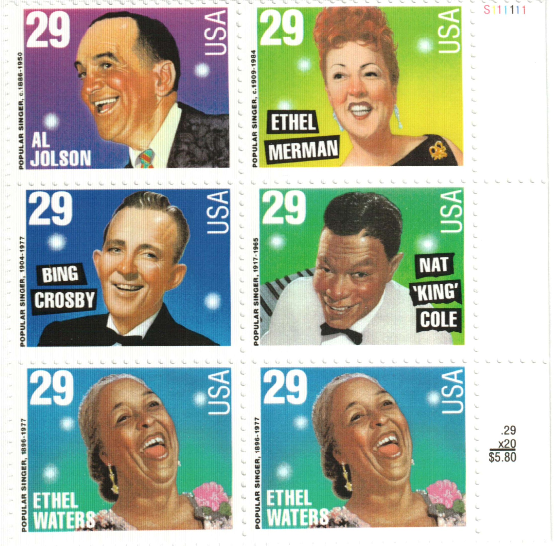 2849-53 - 1994 29c Popular Singers - Mystic Stamp Company
