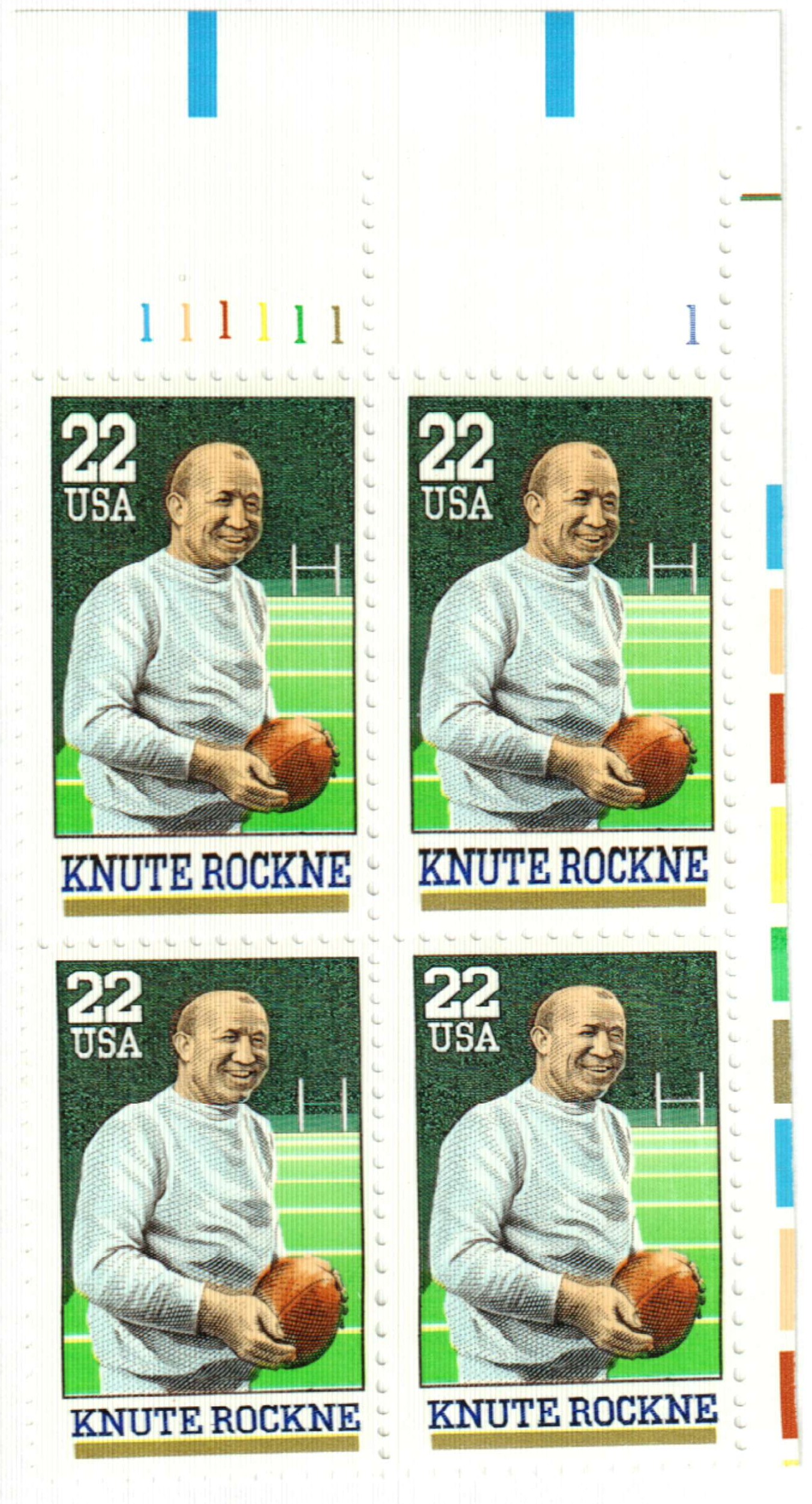 2376 - 1988 22c Knute Rockne - Mystic Stamp Company