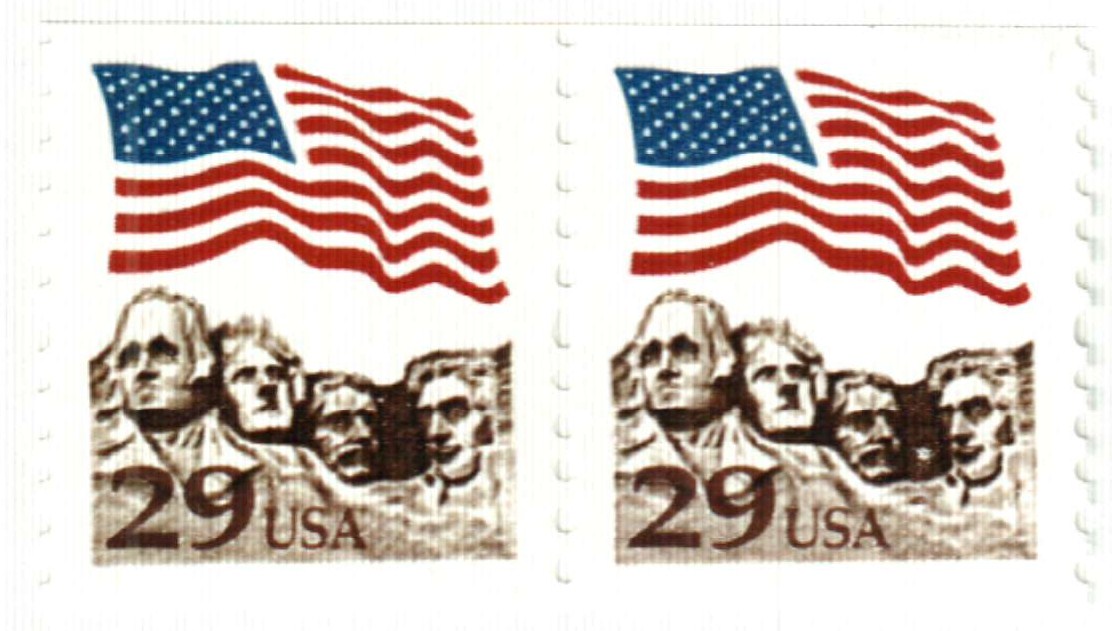 2523A - 1991 29c Flag over Mount Rushmore, gravure version - Mystic ...