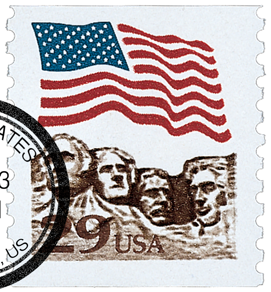 2523A - 1991 29c Flag over Mount Rushmore, gravure version - Mystic ...