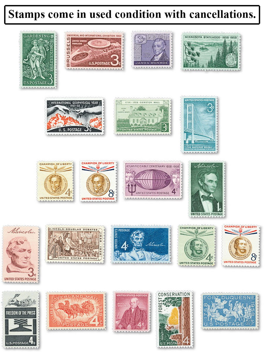 YS1958C - 1958 Commemorative Stamp Year Set, 21 stamps - Mystic Stamp ...