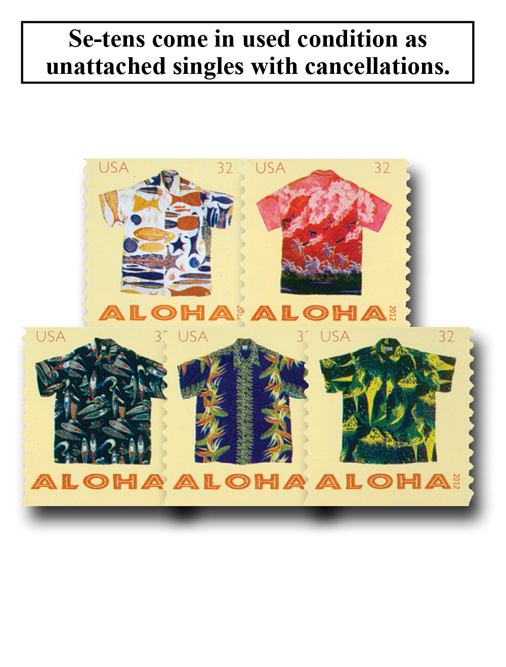 4597-4601 - 2012 32c Aloha Shirts, coil stamps - Mystic Stamp Company