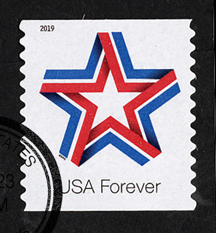 5362 - 2019 First-Class Forever Stamp - Star Ribbon (coil) - Mystic ...