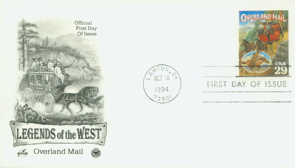2869t - 1994 29c Legends of the West: Overland Mail - Mystic Stamp Company