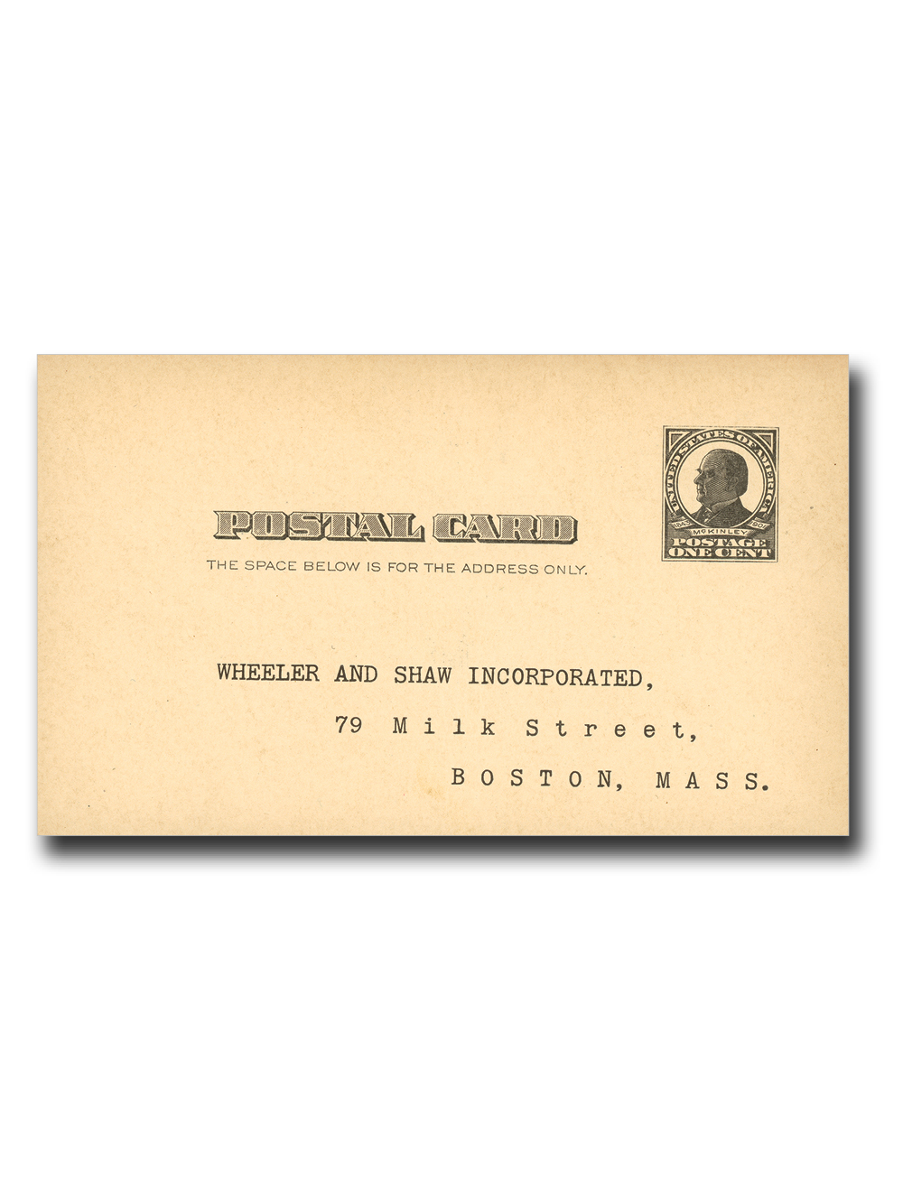 UX19 - 1907 1c Postal Card - McKinley light black - Mystic Stamp Company