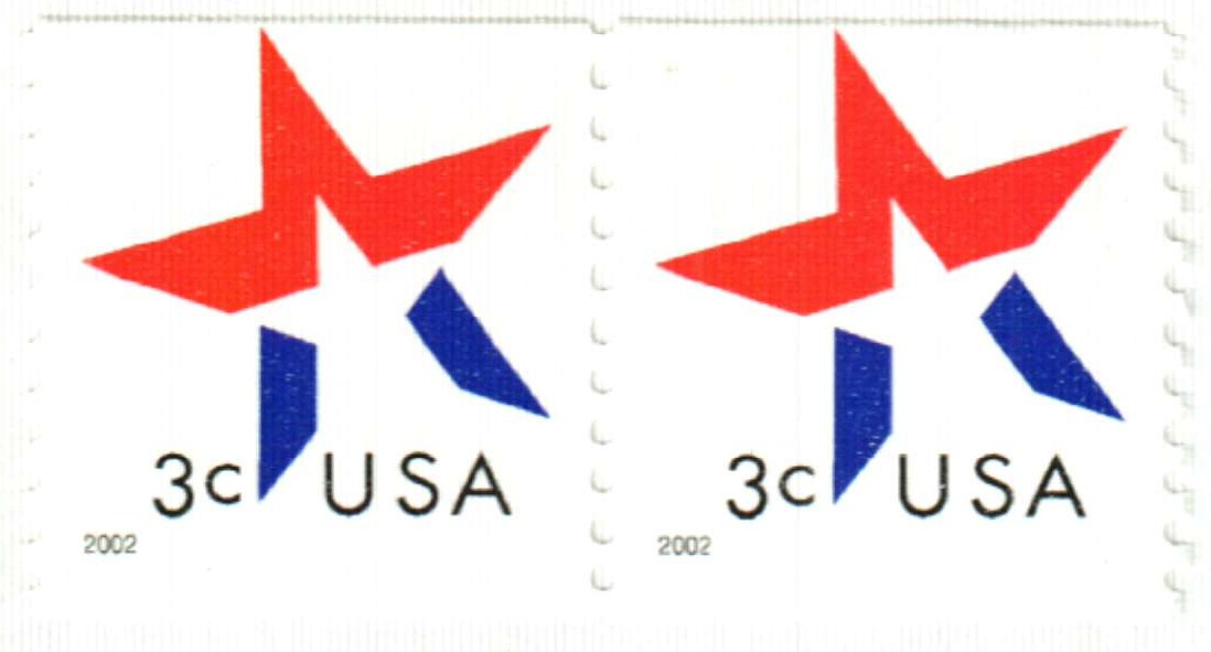 3615 - 2002 3c Star, coil - Mystic Stamp Company