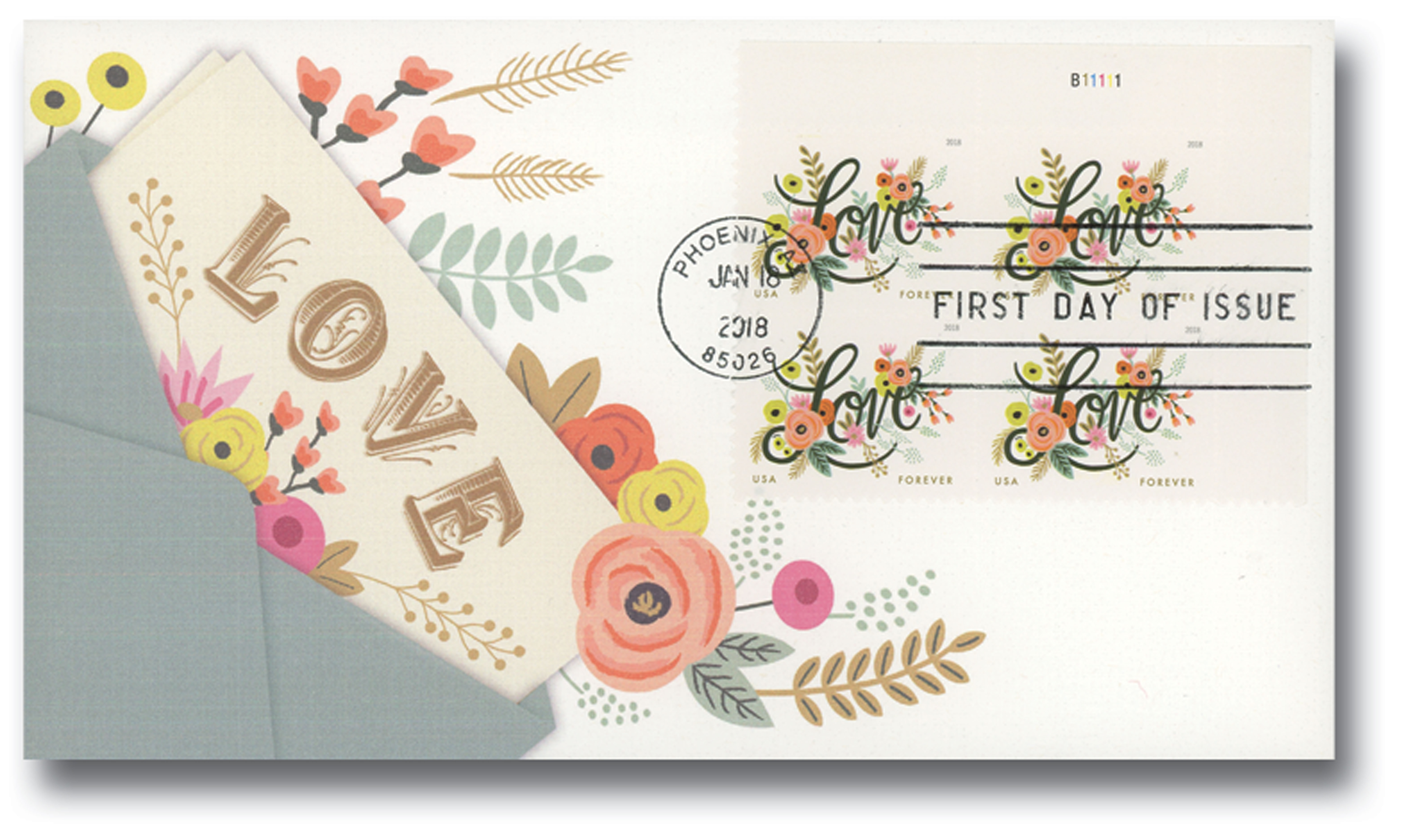 5255 - 2018 First-Class Forever Stamp - Love Flourishes - Mystic Stamp ...
