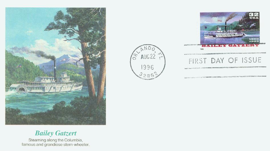 3095 - 1996 32c Riverboats: Bailey Gatzert - Mystic Stamp Company