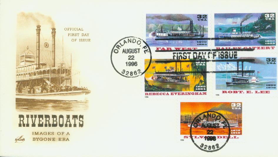 3095 - 1996 32c Riverboats: Bailey Gatzert - Mystic Stamp Company