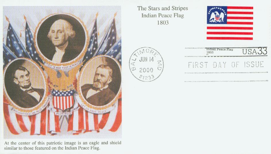 3403i - 2000 33c The Stars and Stripes: Indian Peace Flag - Mystic ...