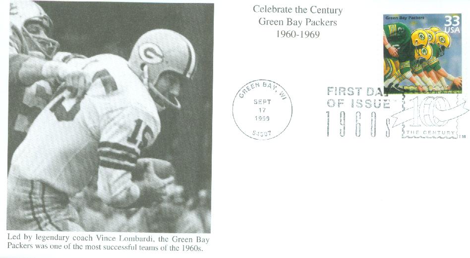 3188d - 1999 33c Celebrate the Century - 1960s: Green Bay Packers ...