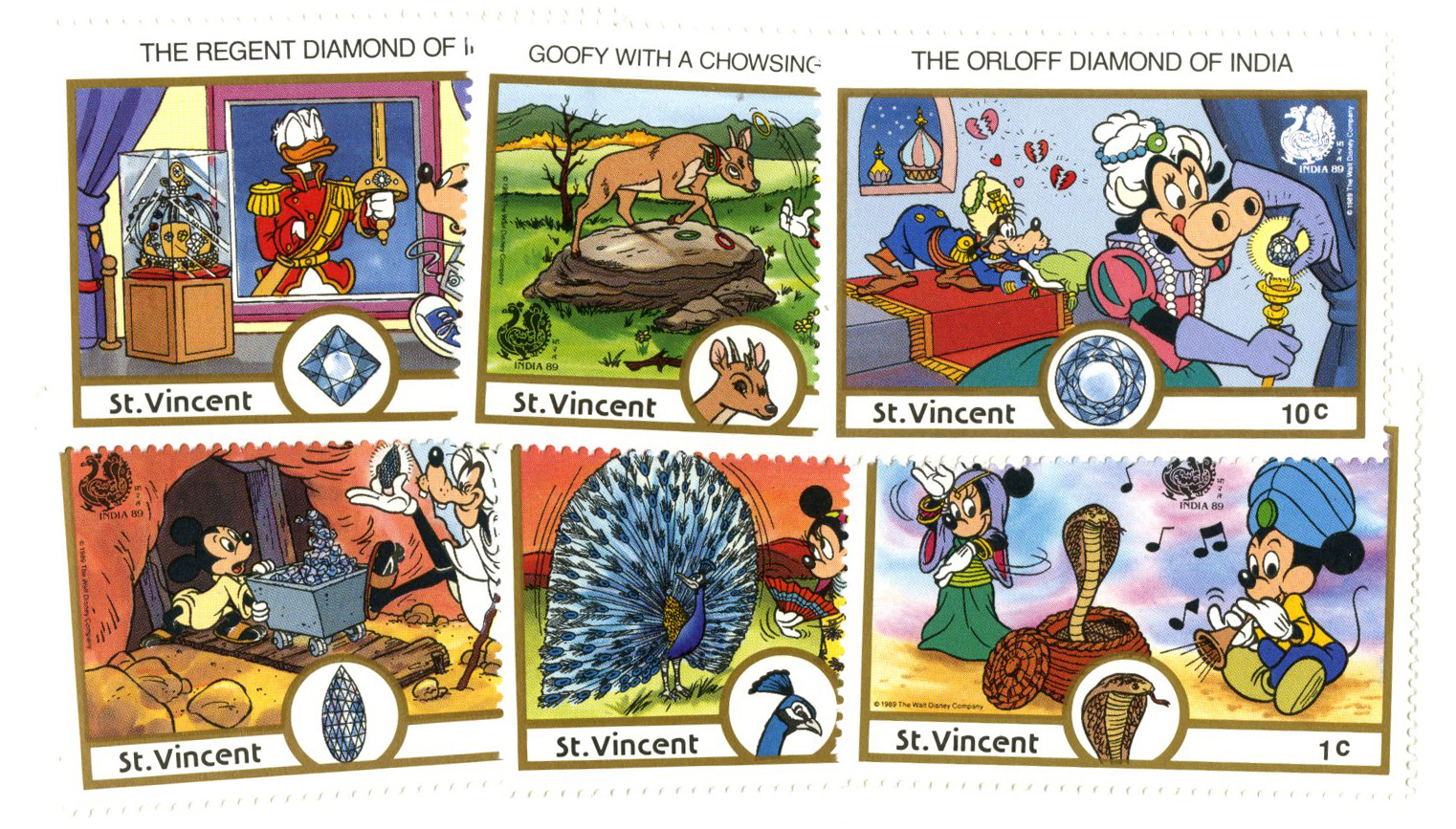 MDS184 - 1989 Disney's Mickey and Friends in India, Mint, Set of 6 ...