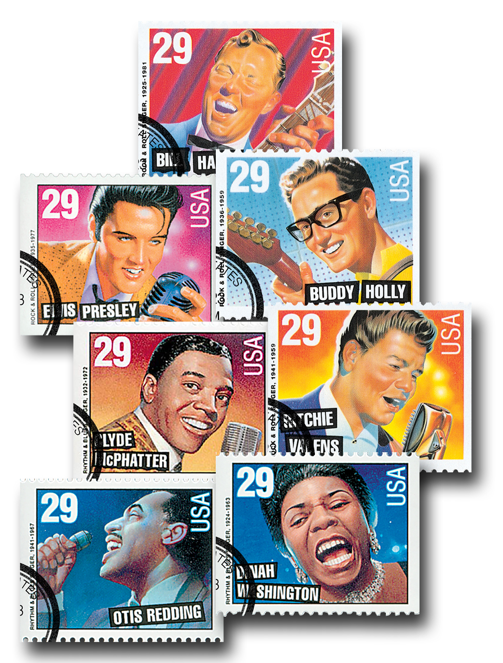 2731-37 - 1993 29c Legends of American Music, booklet stamps - Mystic ...