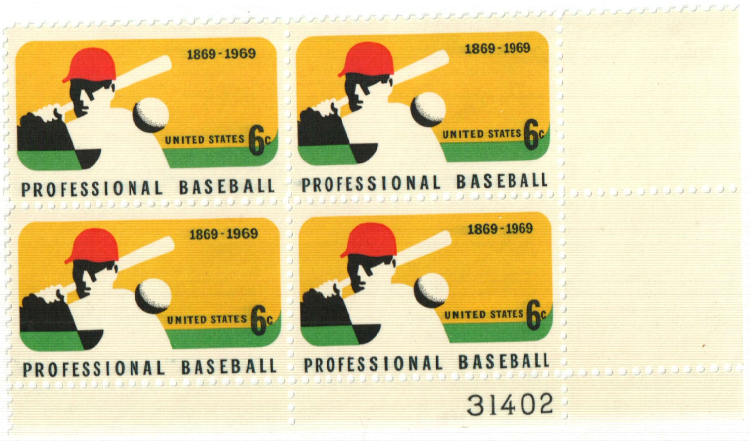 1381 - 1969 6c Professional Baseball - Mystic Stamp Company