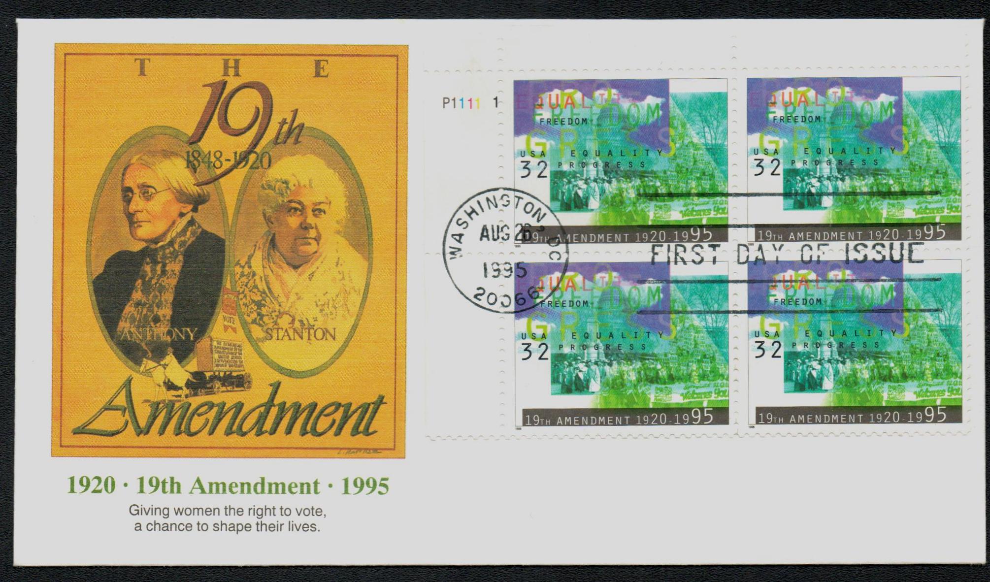 2980 - 1995 32c Women's Suffrage - Mystic Stamp Company