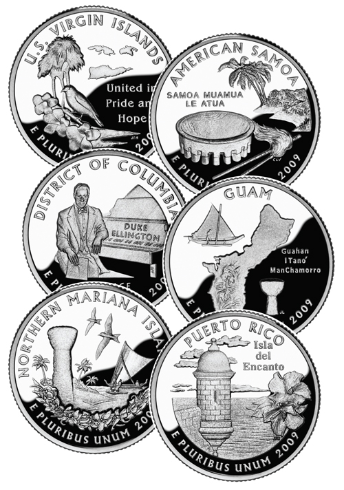 M11010 - 2009 U.S. Quarters, 6 variety - Mystic Stamp Company