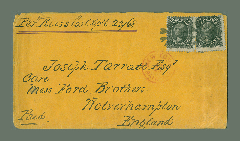 MRS1702 - 1861 12c Washington (2x#69) on Cover to Wolverhampton ...