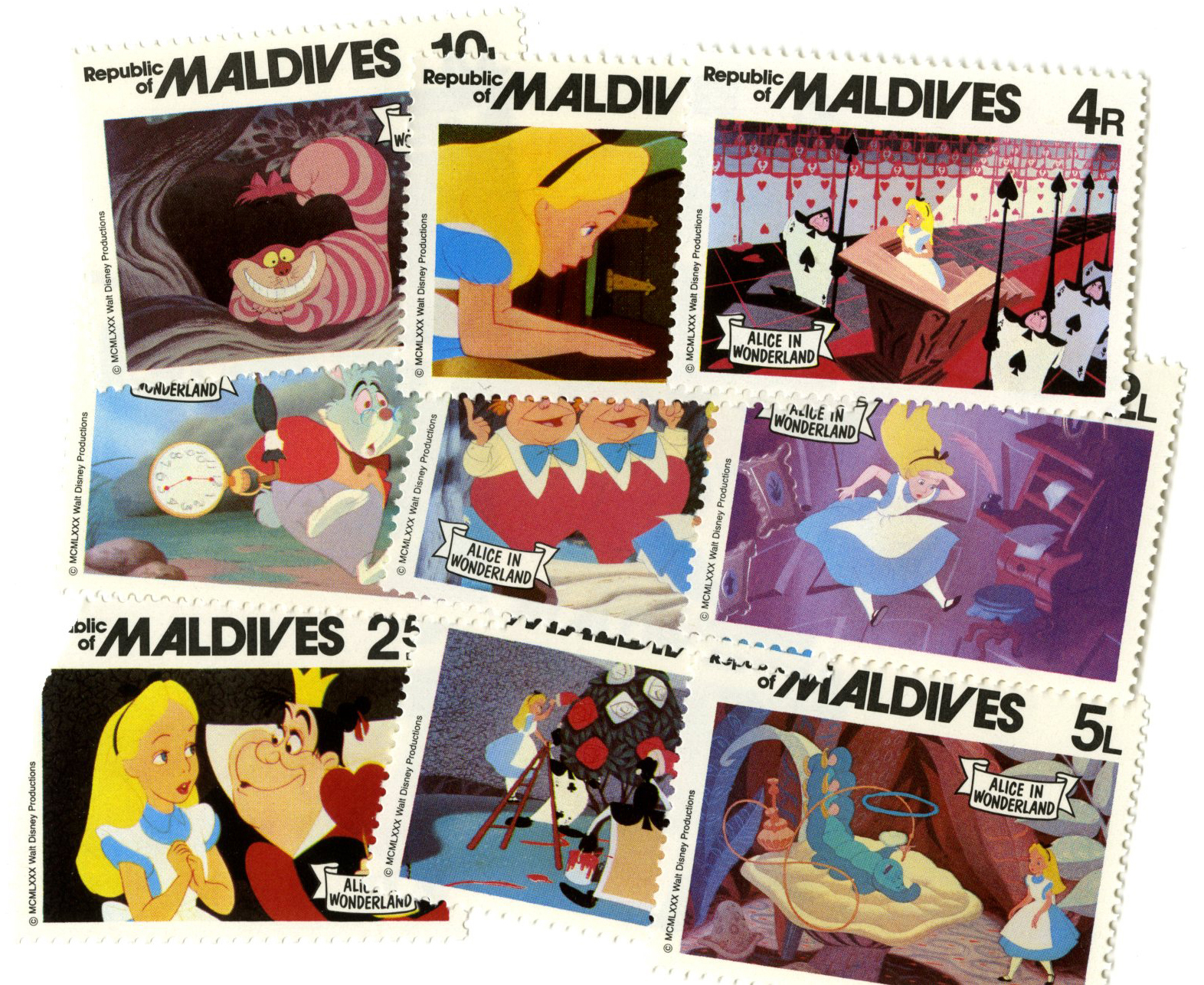 MDS379A - 1980 Disney's Alice in Wonderland, Mint, Set of 9 Stamps ...