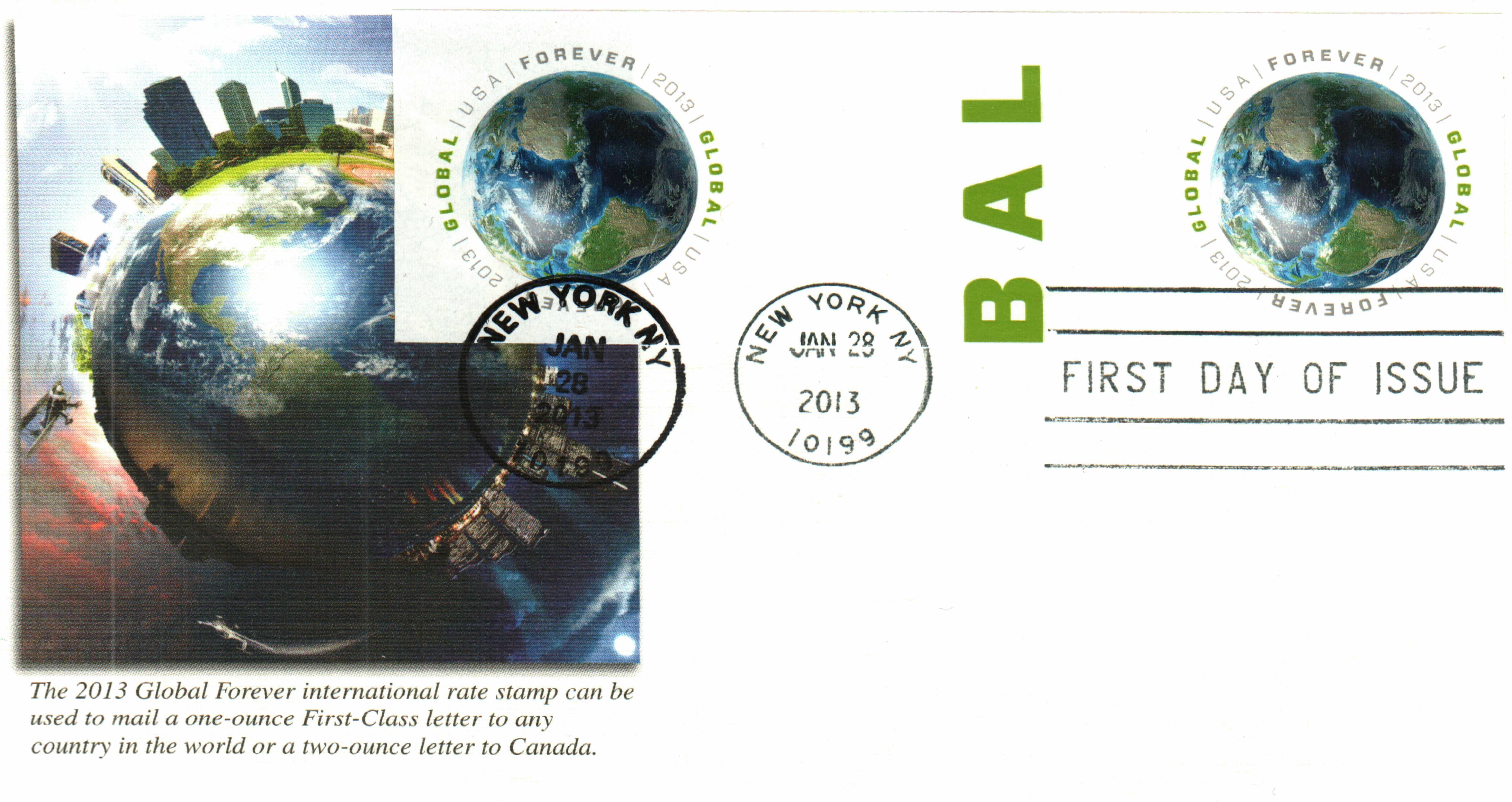 4740a - 2013 Global Forever Stamp - Earth - Mystic Stamp Company