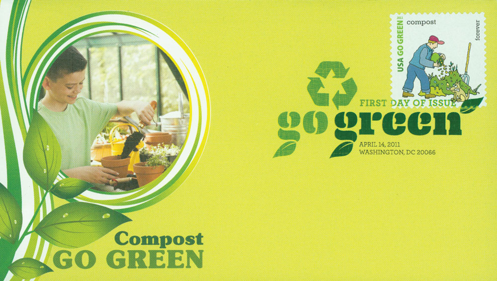 4524g - 2011 First-Class Forever Stamp - Go Green: Compost - Mystic ...