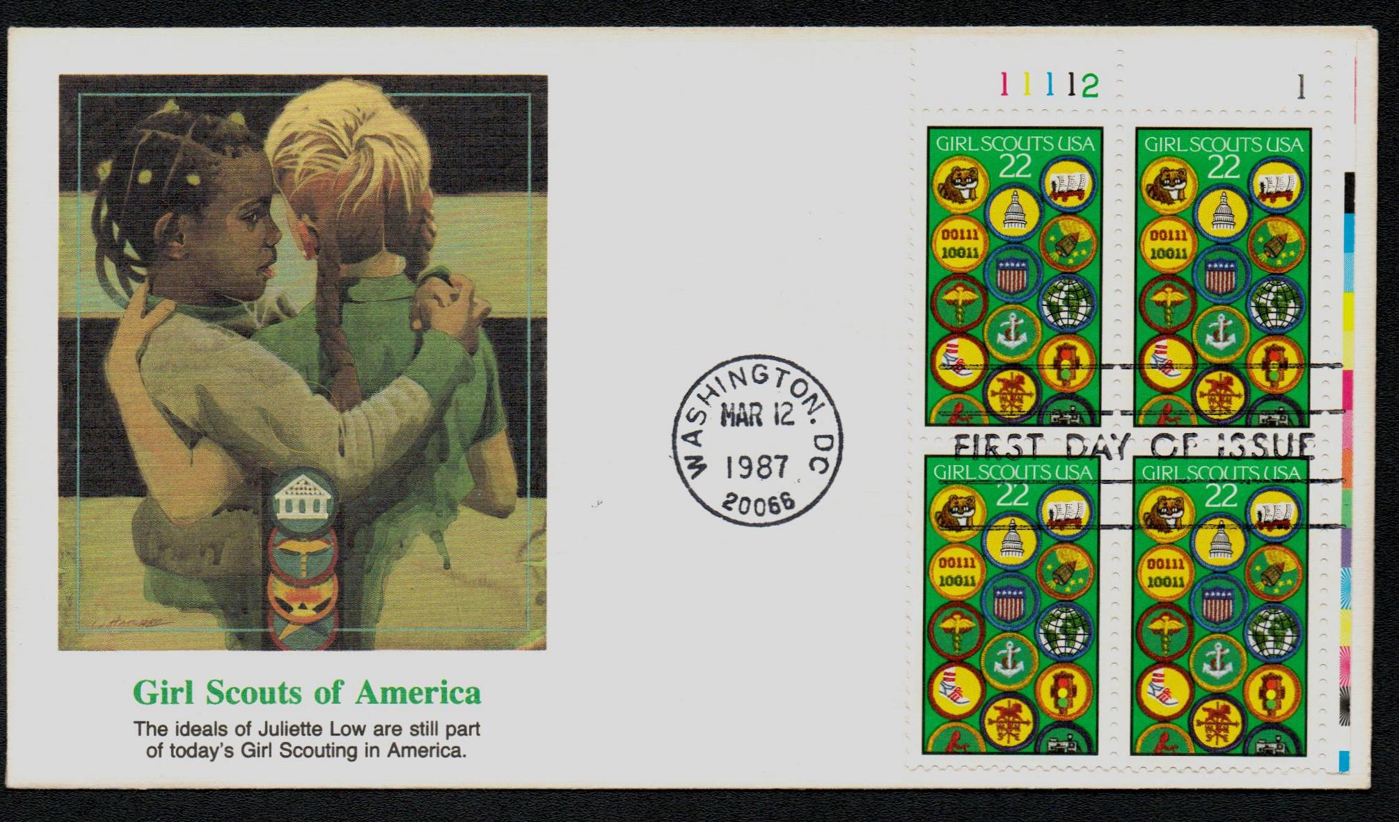 2251 - 1987 22c Girl Scouts - Mystic Stamp Company