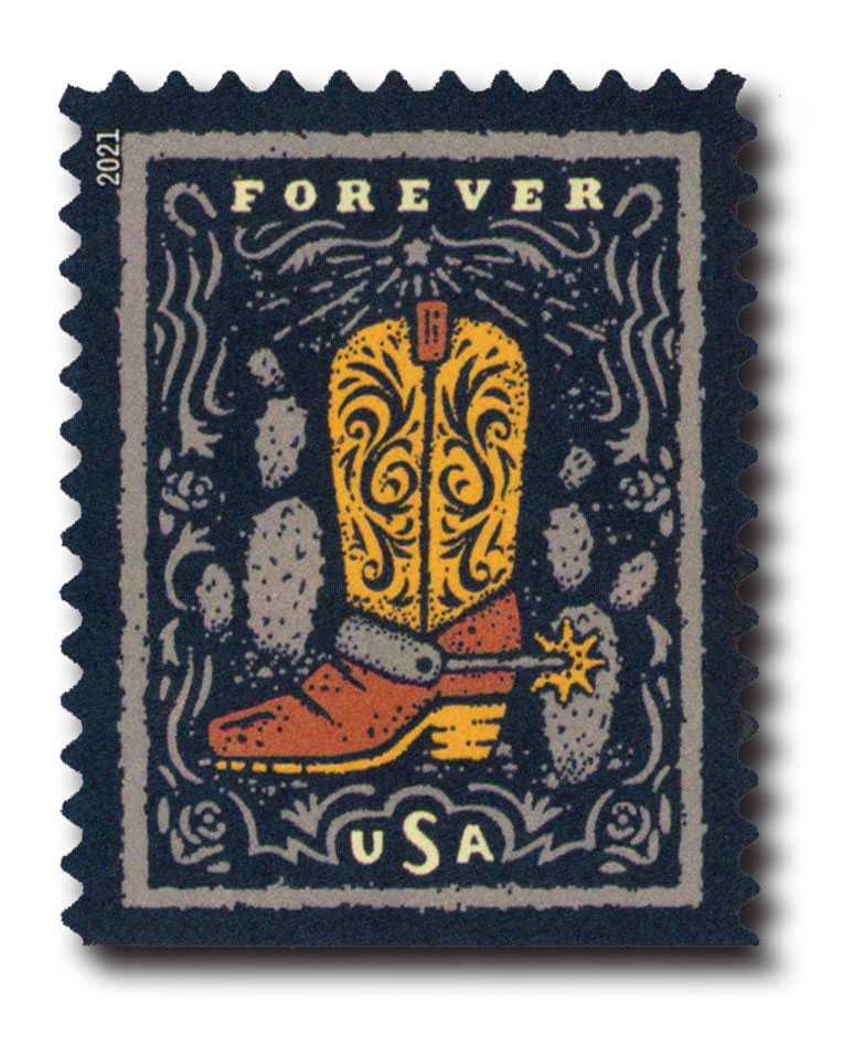 5617 - 2021 First-Class Forever Stamps - Western Wear: Cowboy Boot with ...
