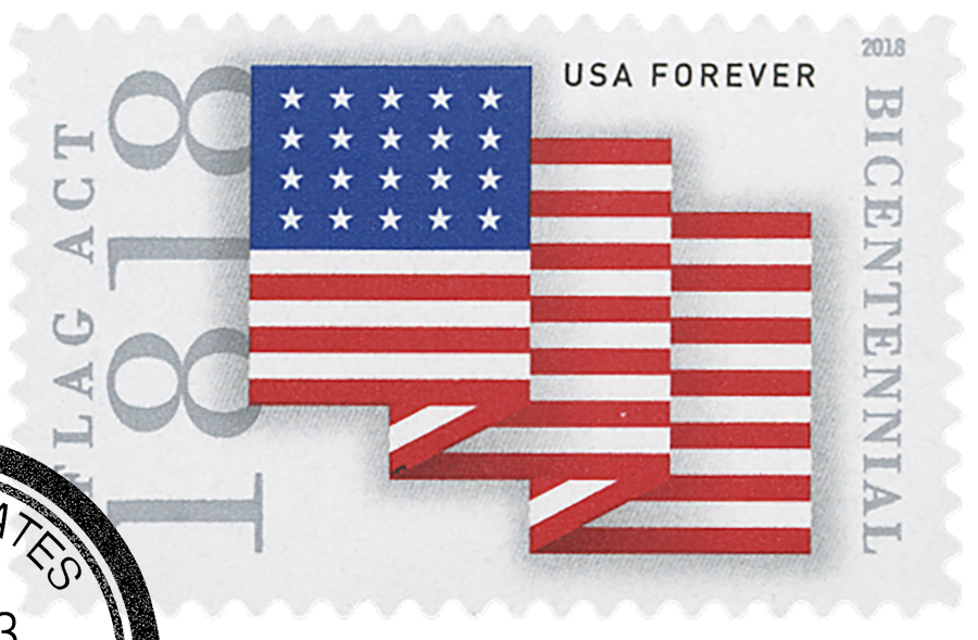 5284 - 2018 First-Class Forever Stamp - Flag Act of 1818 - Mystic Stamp ...