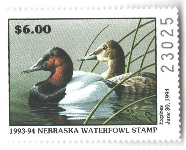 SDNE3 - 1993 Nebraska State Duck Stamp - Mystic Stamp Company