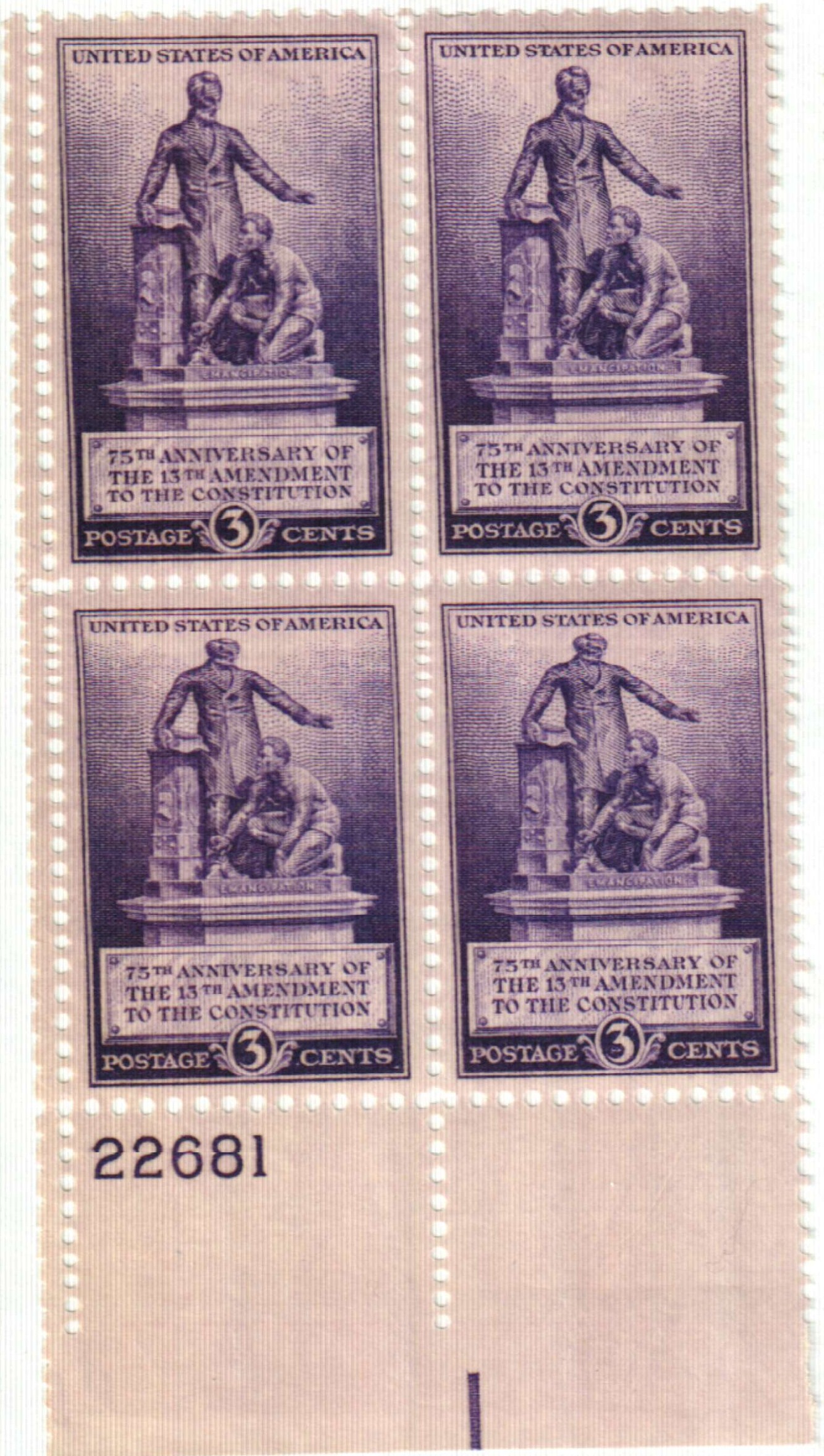 902 - 1940 3c Emancipation Memorial, 13th Amendment - Mystic Stamp Company