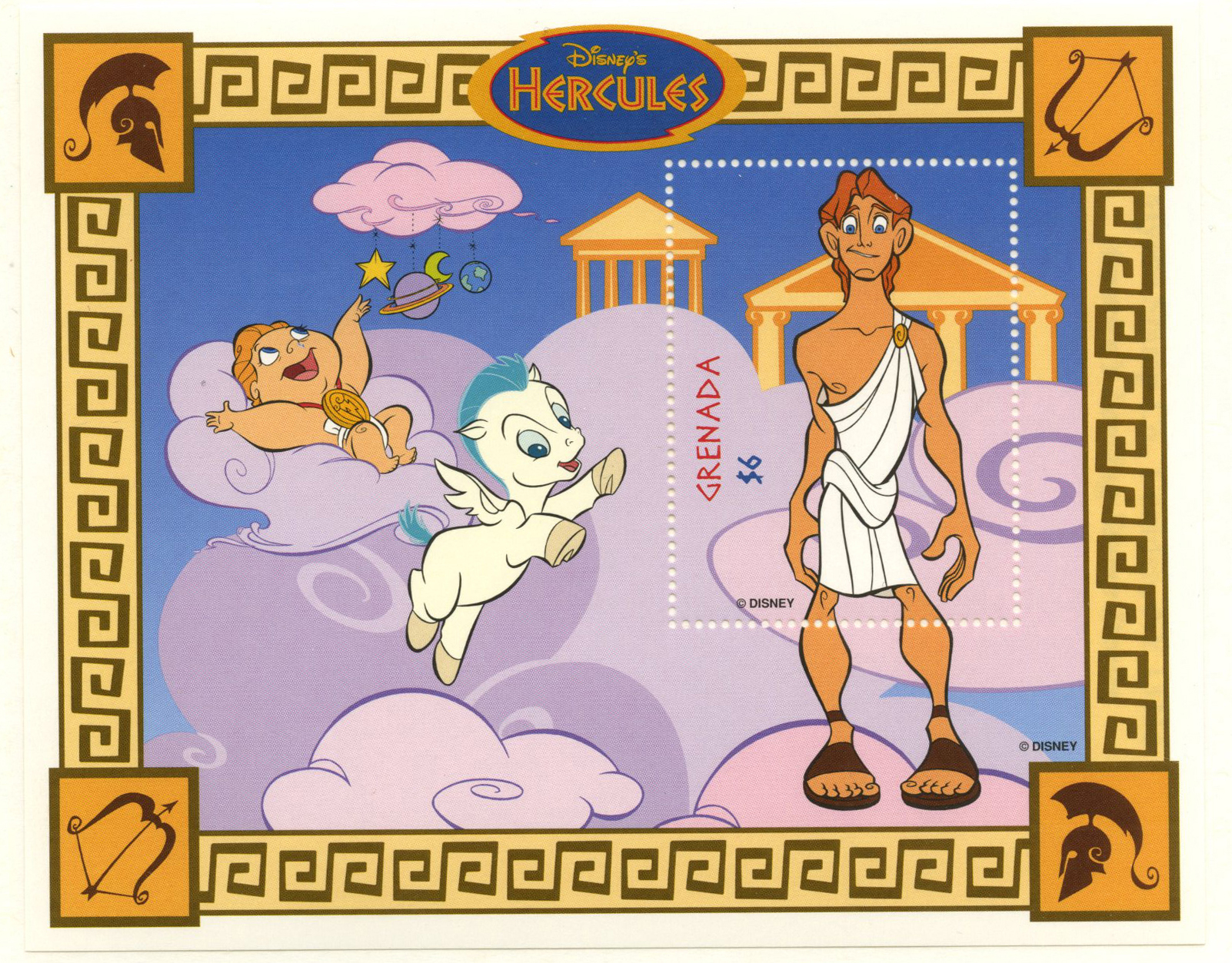MDS324B - 1997 Disney's Hercules, Mint Souvenir Sheet, Grenada - Mystic ...