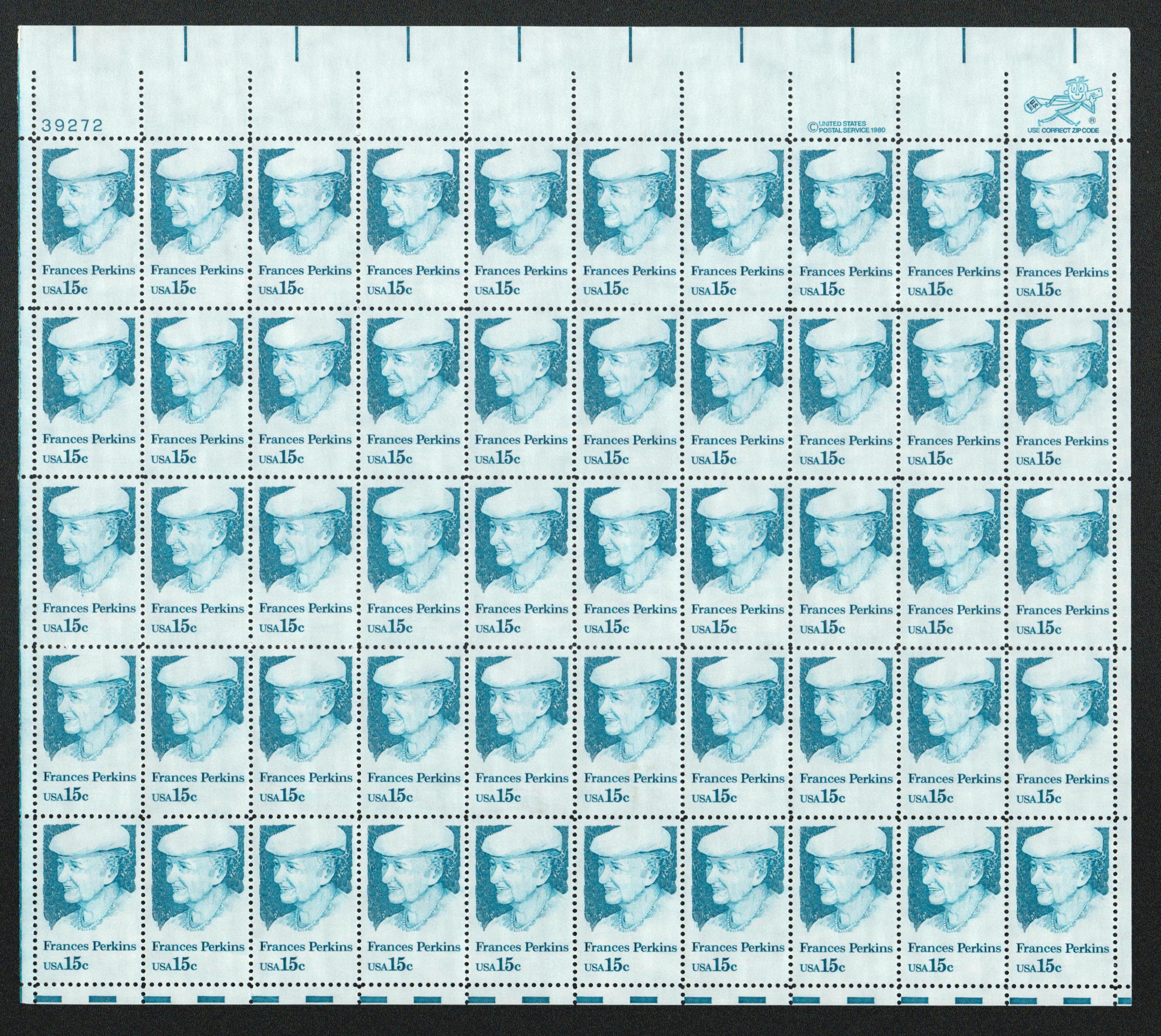 1821 - 1980 15c Frances Perkins - Mystic Stamp Company