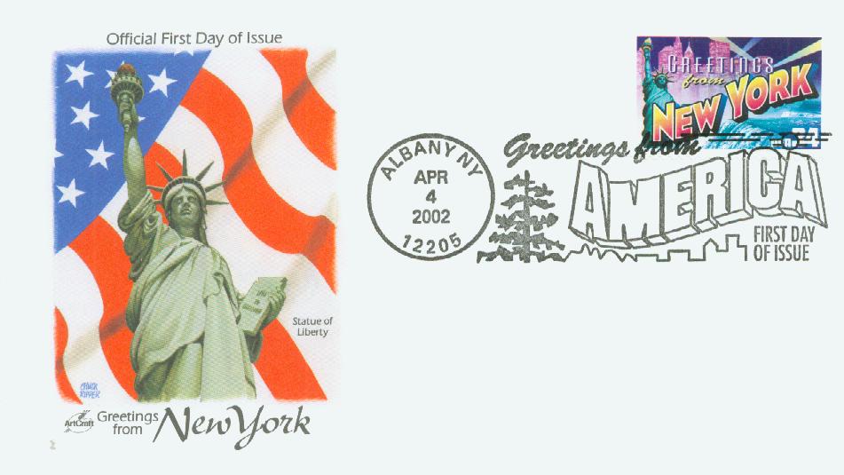 3592 - 2002 34c Greetings From America: New York - Mystic Stamp Company