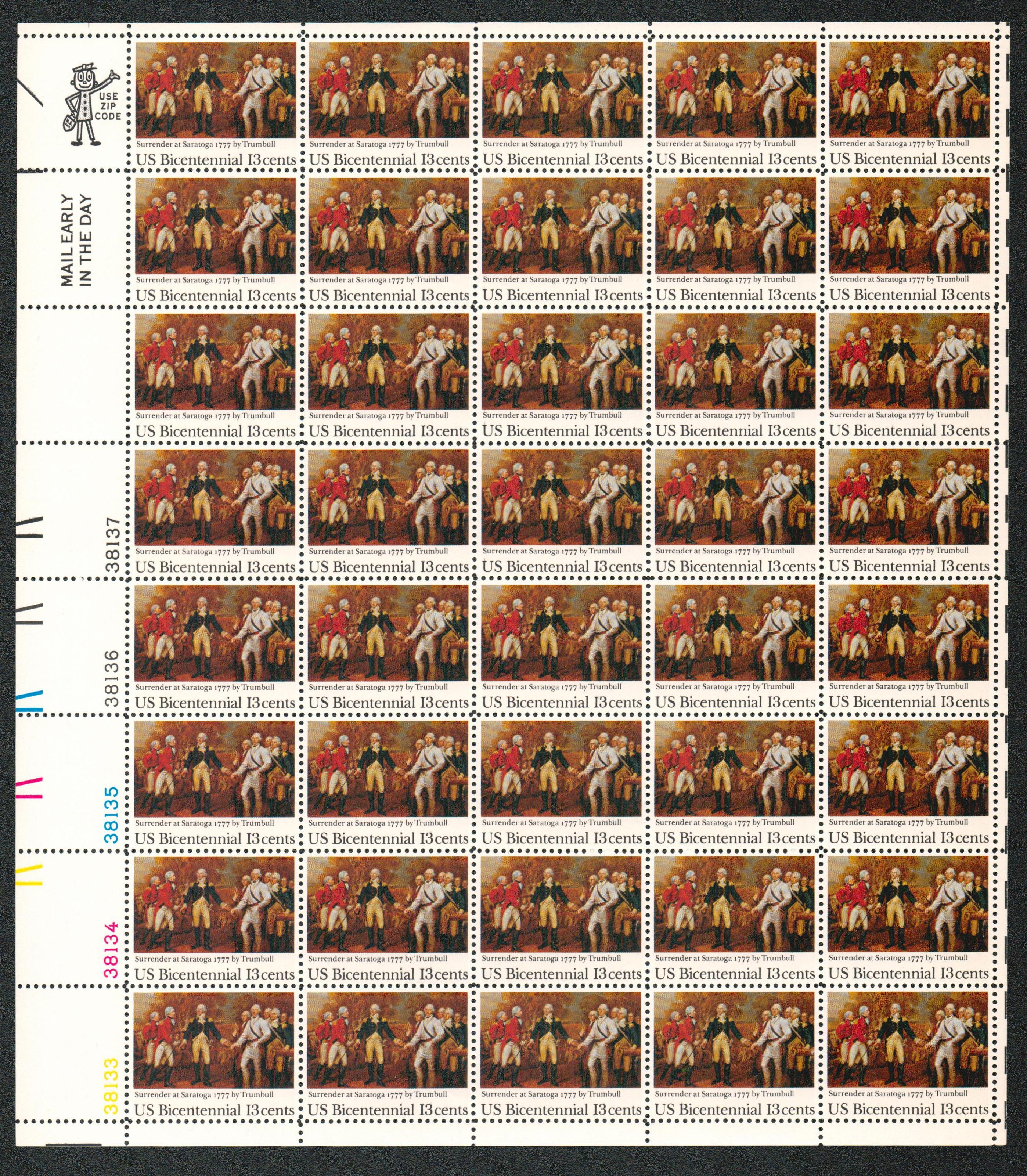 1728 - 1977 13c Surrender at Saratoga - Mystic Stamp Company
