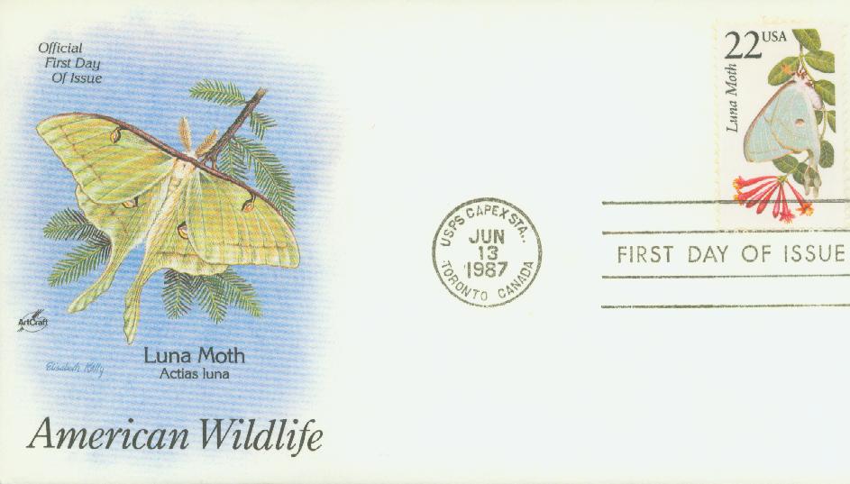2293 - 1987 22c North American Wildlife: Luna Moth - Mystic Stamp Company